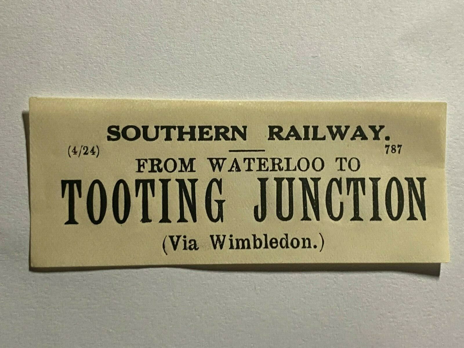Railway Luggage Label - Southern Railway to Tooting Junction (Ww83 ...