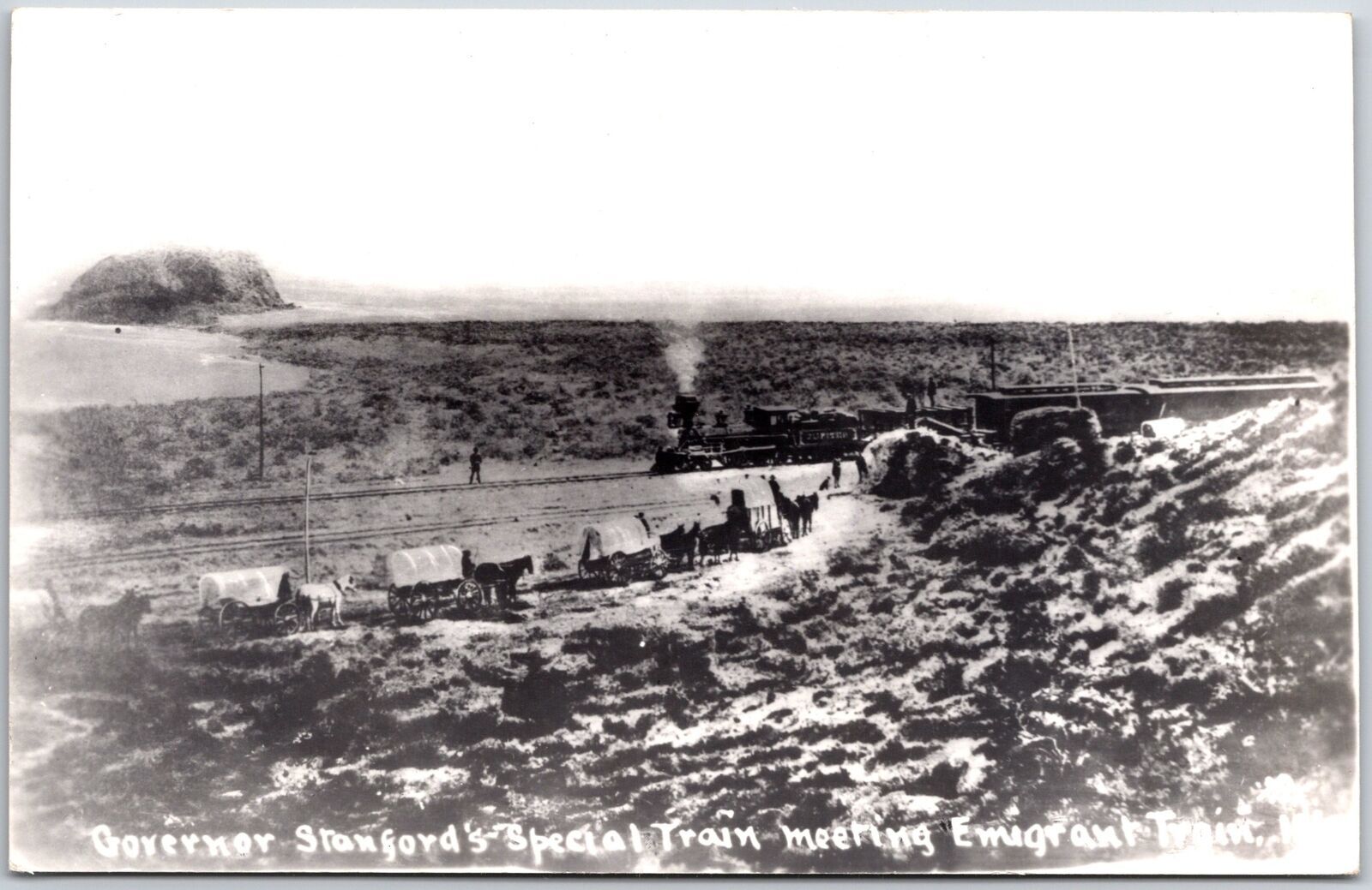 Governor Stanford Special Train Meeting Emigrant Train Real Photo RPPC ...