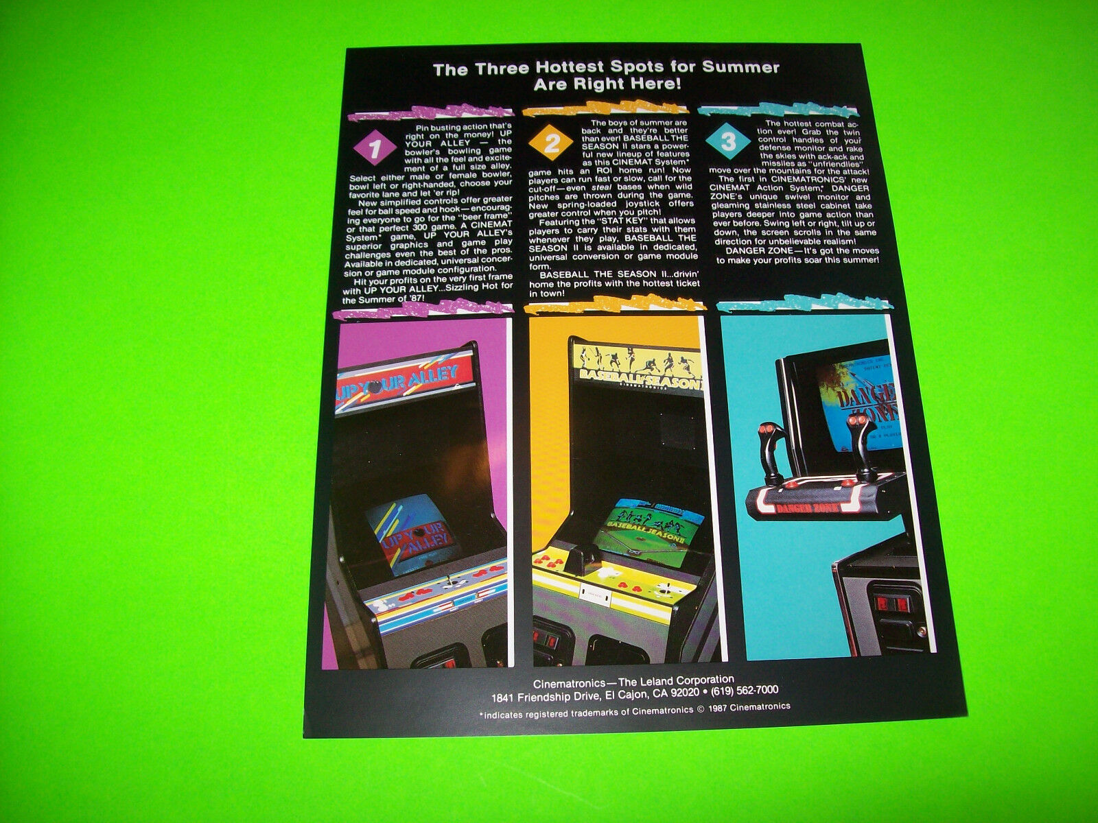 UP Your Alley Danger Zone +1 Original NOS Video Arcade Game Flyer ...
