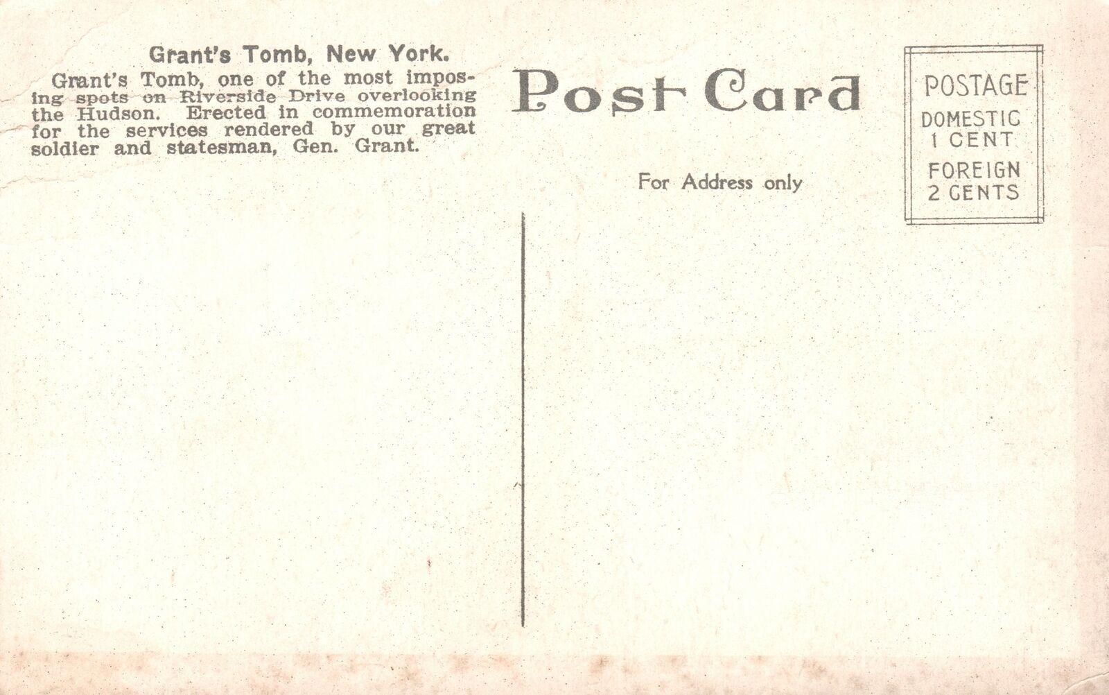 Vintage Postcard Grant's Tomb Riverside Spot Historical Landmark New ...