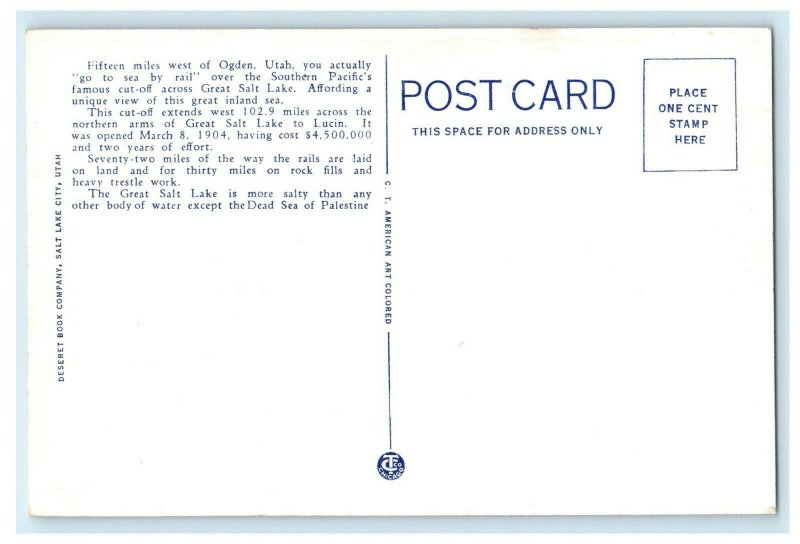 c1920s Great Salt Lake Lucin Cut-Off at Sunset Great Salt Lake Utah UT ...