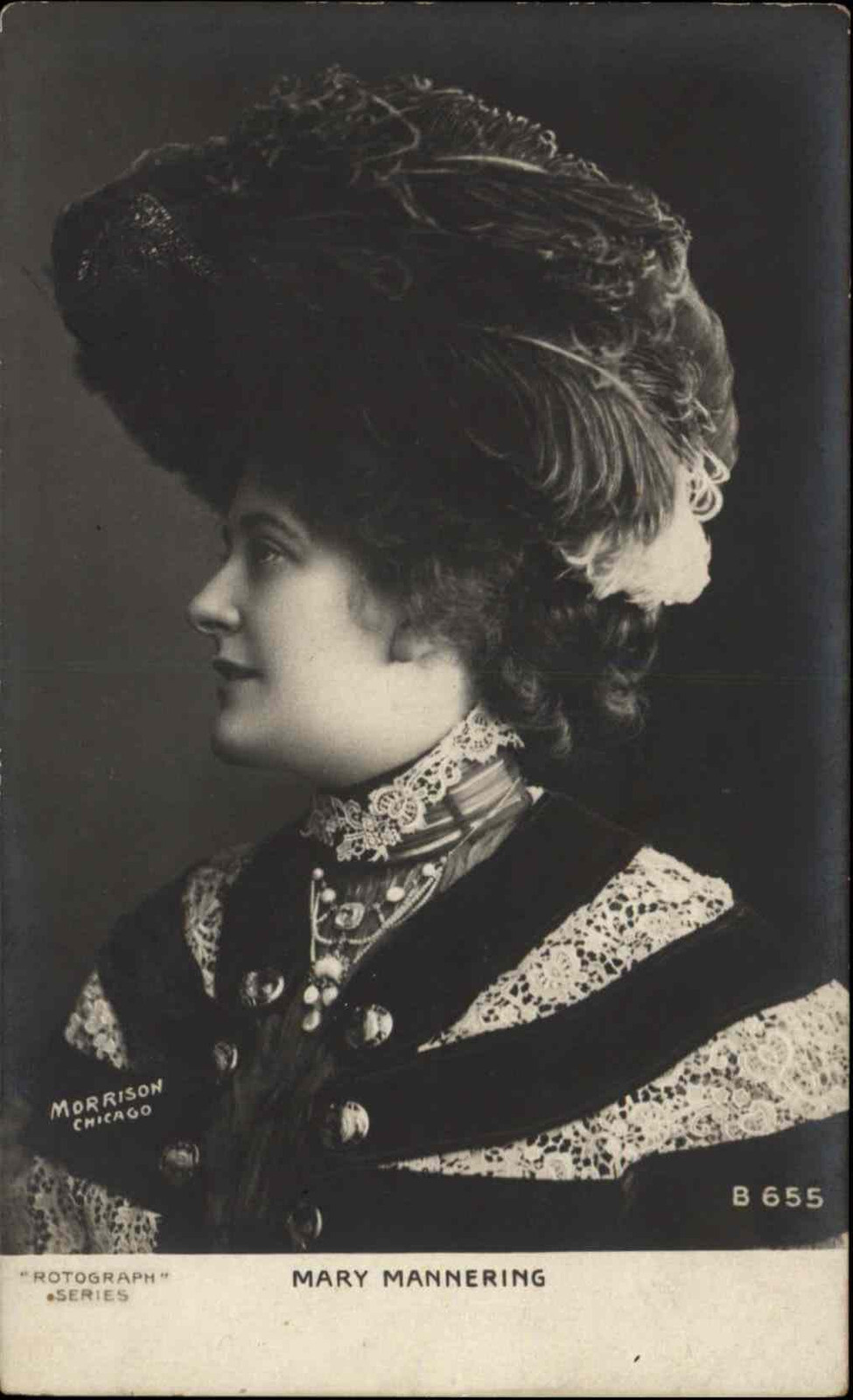 Mary Mannering Beautiful Actress Elaborate Hat & Lace c1910 Real Photo ...