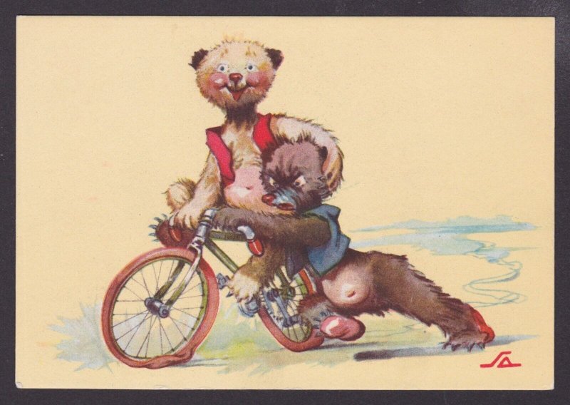 GERMANY, Postcard, Anthropomorphic, Bears with a bike, Unposted ...