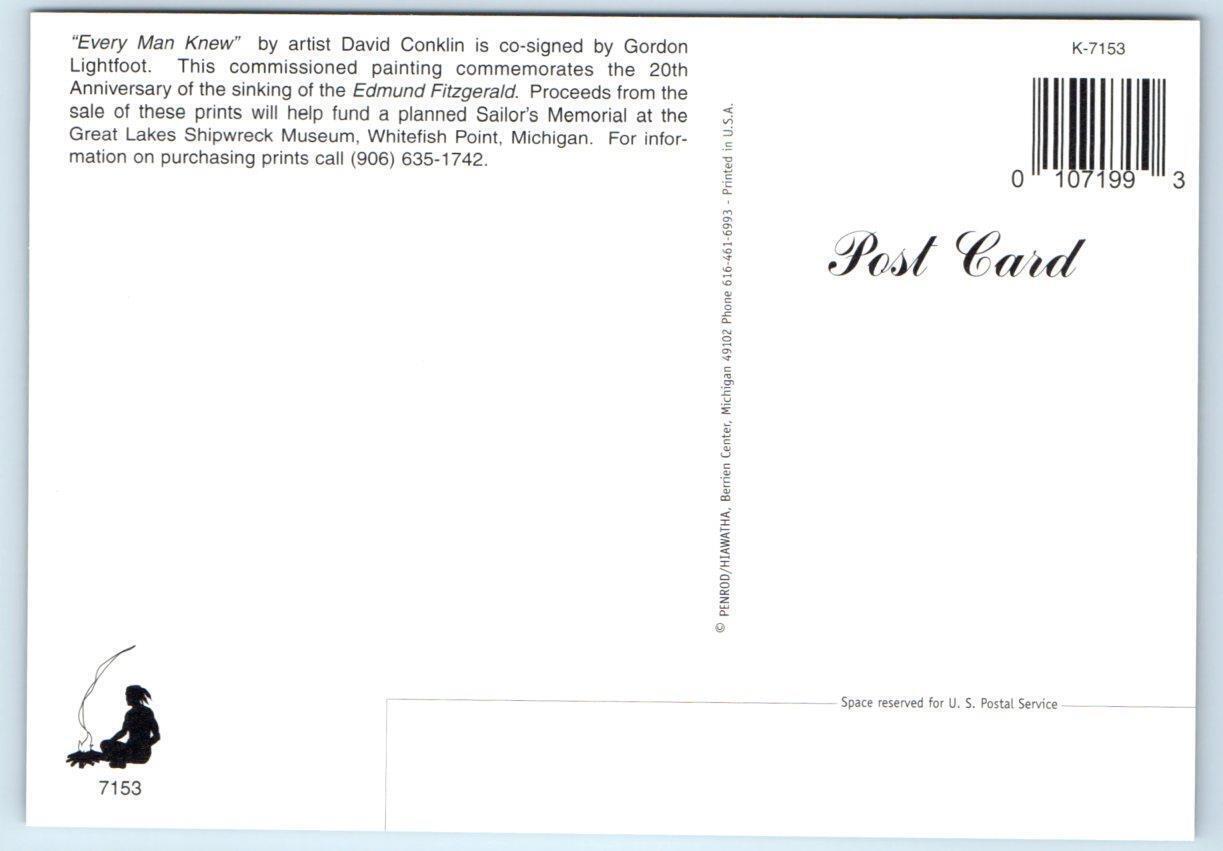 Tragic EDMUND FITZGERALD Postcard from Painting by DAVID CONKLIN Repro ...