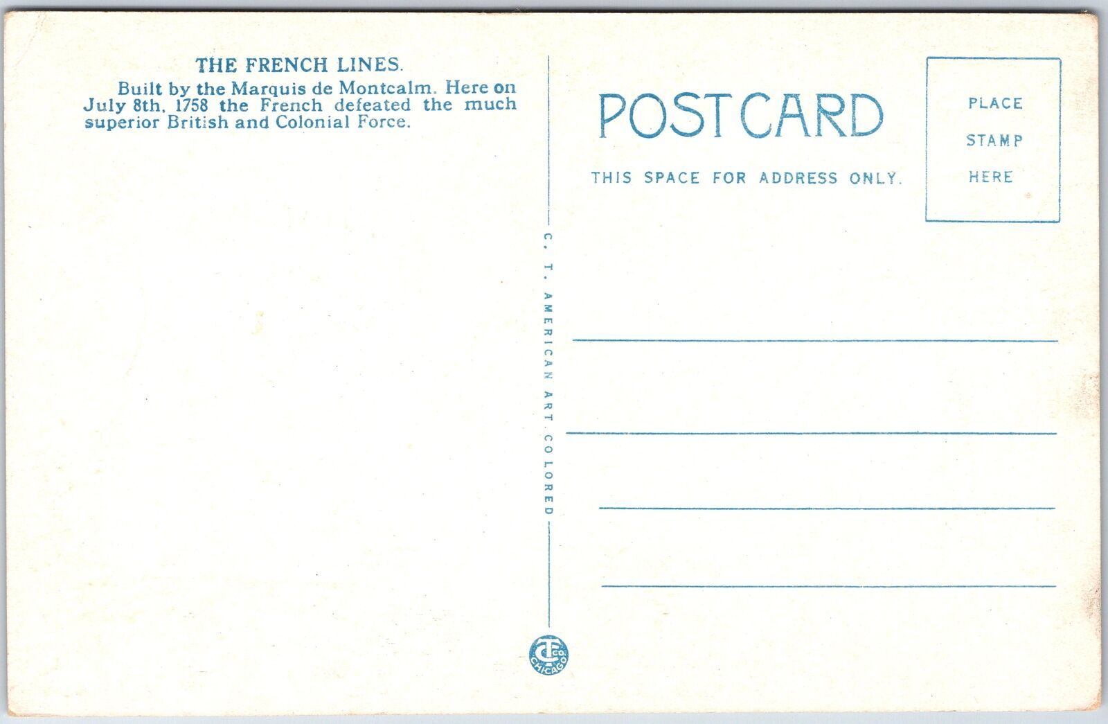 Vintage Postcard the French Lines at Fort Ticonderoga New York C. 1920s ...