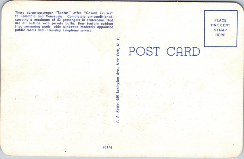 SS Santa Monica Clara Sofia cargo passenger to Columbia and Venezuela ...