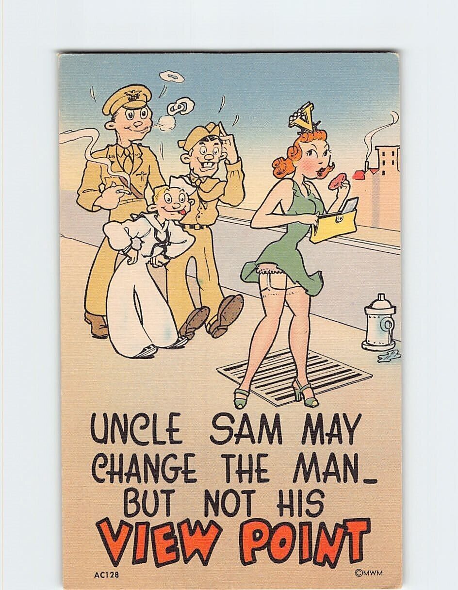 Postcard Uncle Sam May Change The Man But Not His View Point, Comic Art ...