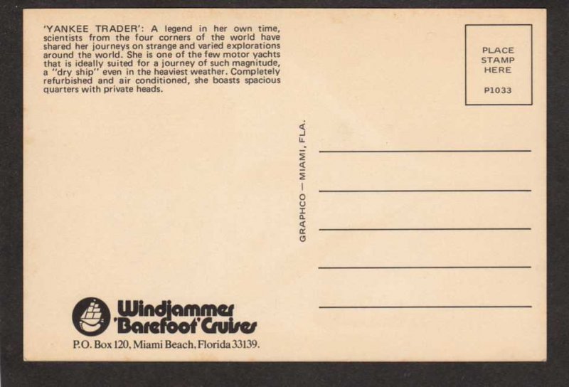 FL Windjammer Barefoot Cruises Tall Ship Miami Beach Florida Postcard ...