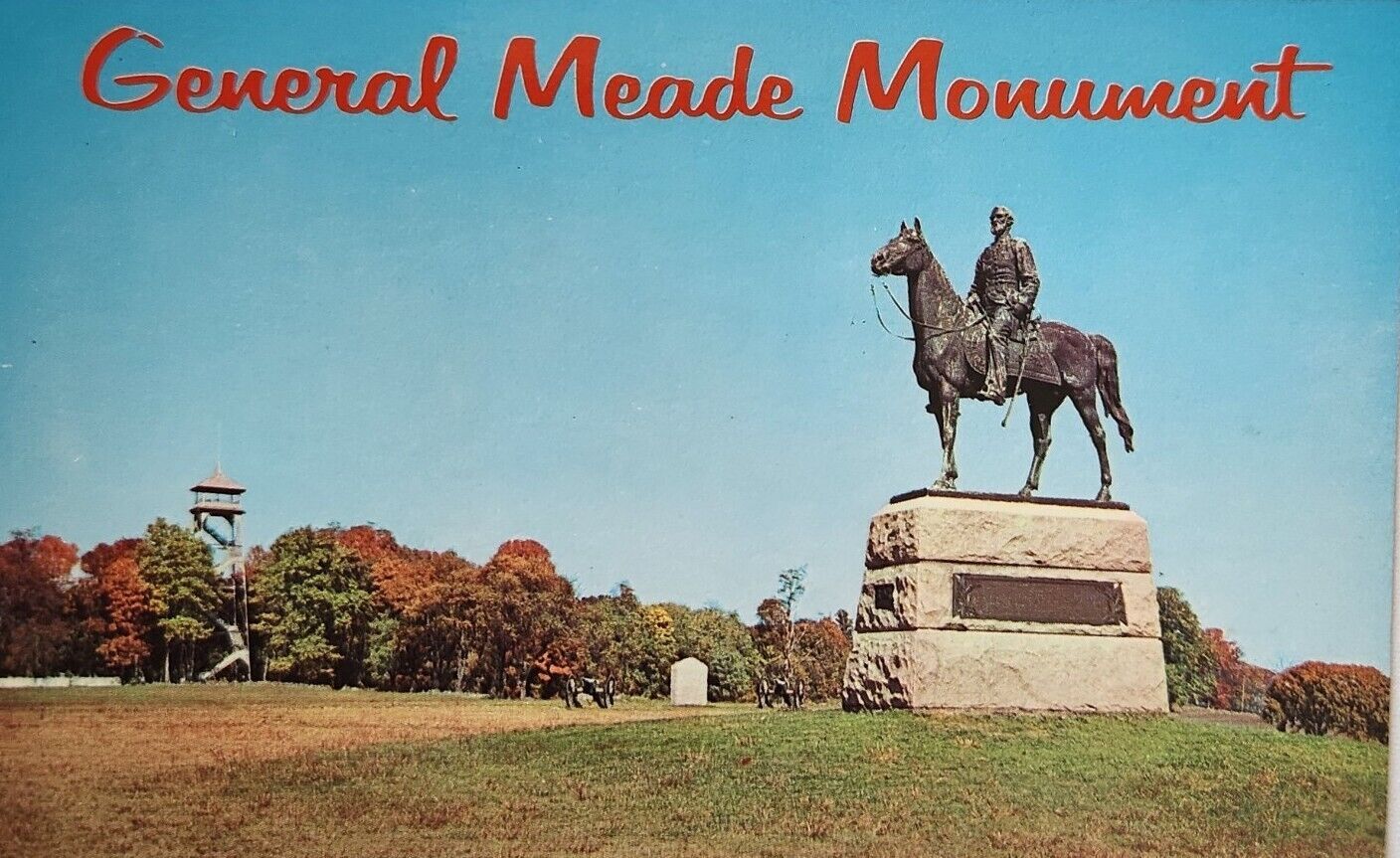 General Meade Monument Cemetery Ridge Gettysburg PA Postcard | United ...
