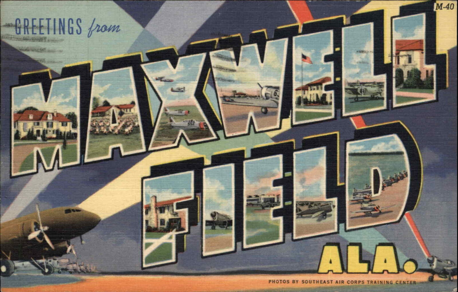 WWII Military Training Camp Maxwell Field AL Large Letter Linen ...