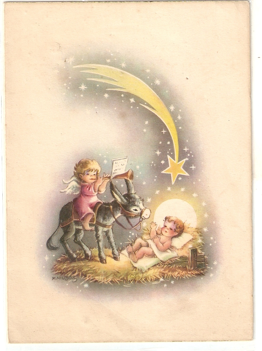"Donkey and angel with Infant Jesus. Star " Lovely modern Spanish ...