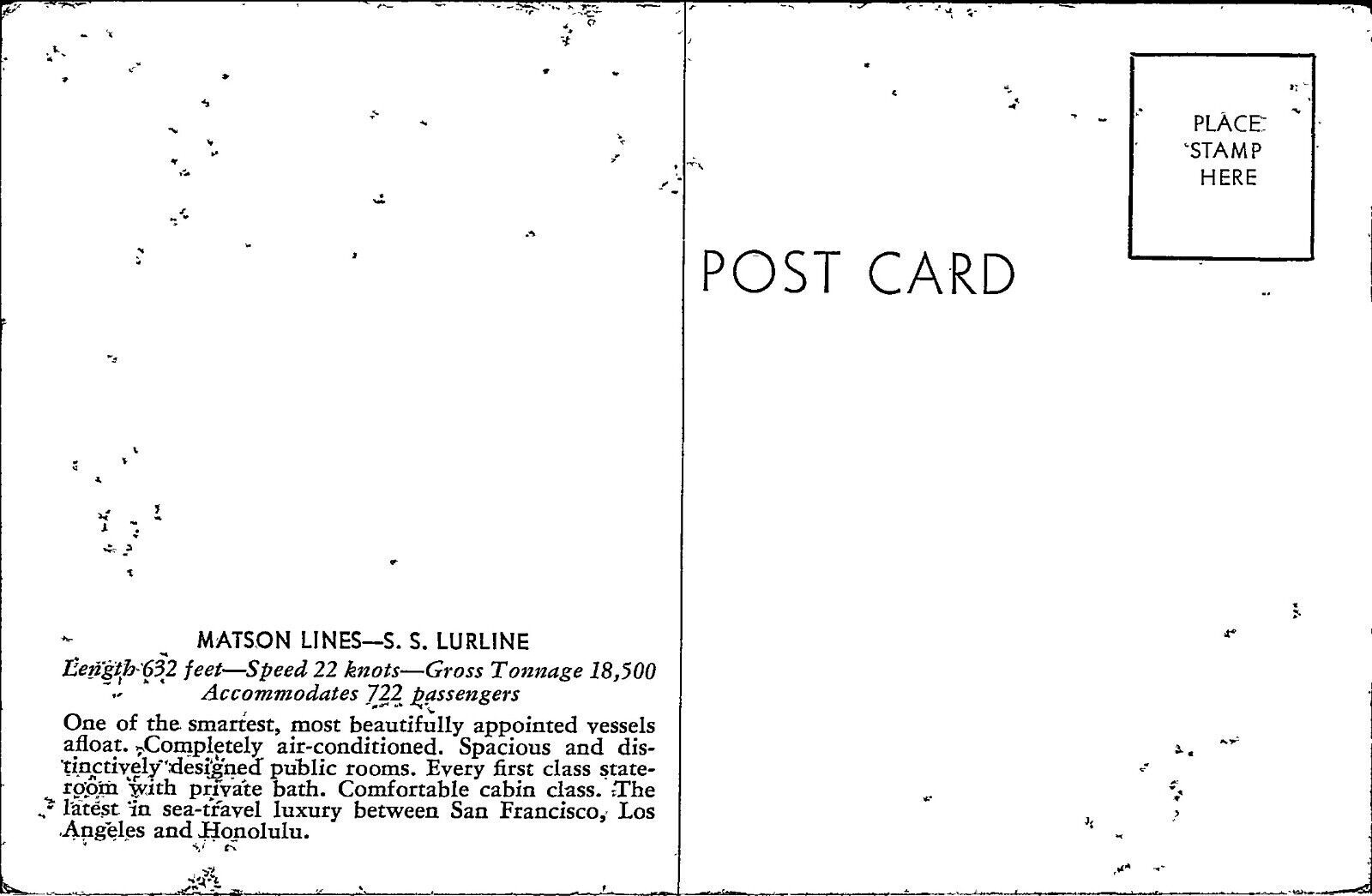 Vintage Matson Lines Cruise Ship Postcards SS Lurline a3 | Other ...