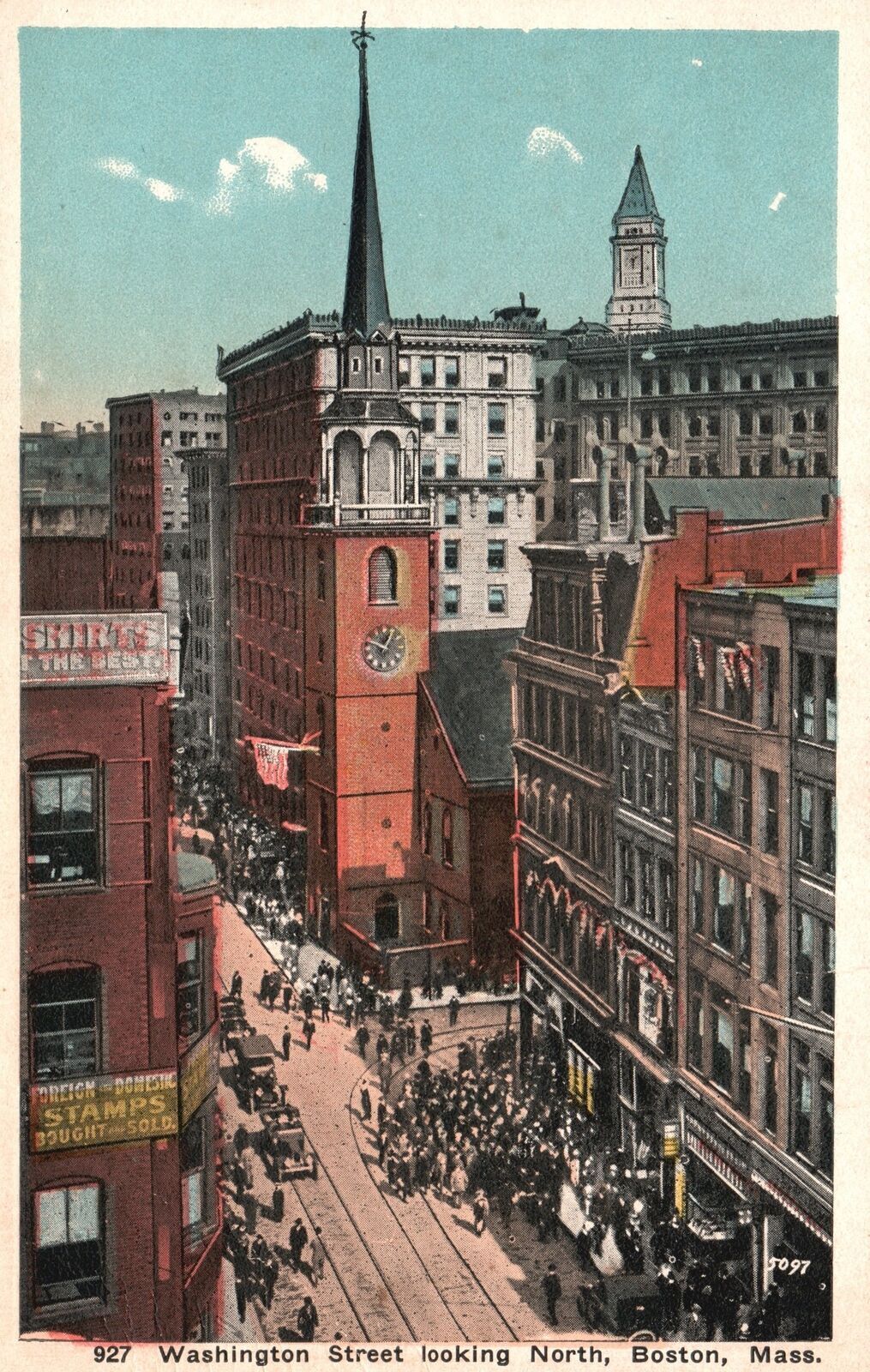 Vintage Postcard Washington Street Looking North Boston Massachusetts M ...