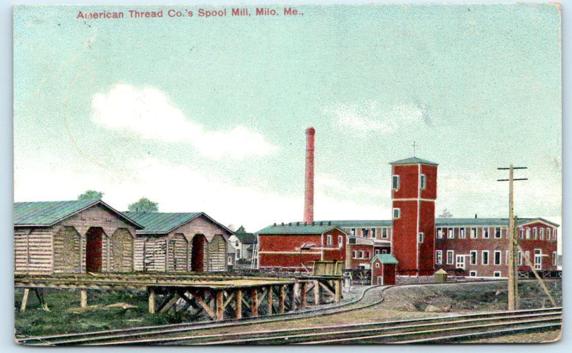 MILO, Maine ME ~ Spool Mill AMERICAN THREAD COMPANY c1910s Postcard ...