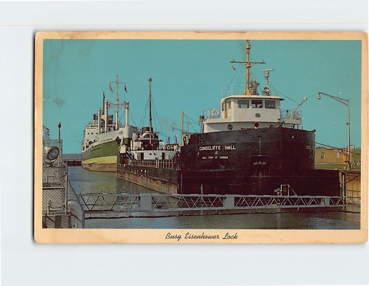 Postcard Busy Eisenhower Lock St. Lawrence Seaway New York USA | United ...