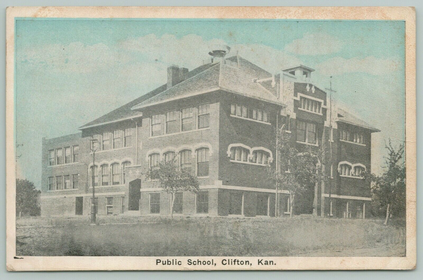 Clifton Kansas~Public School~Postcard 1920s From Charles Limbry of ...