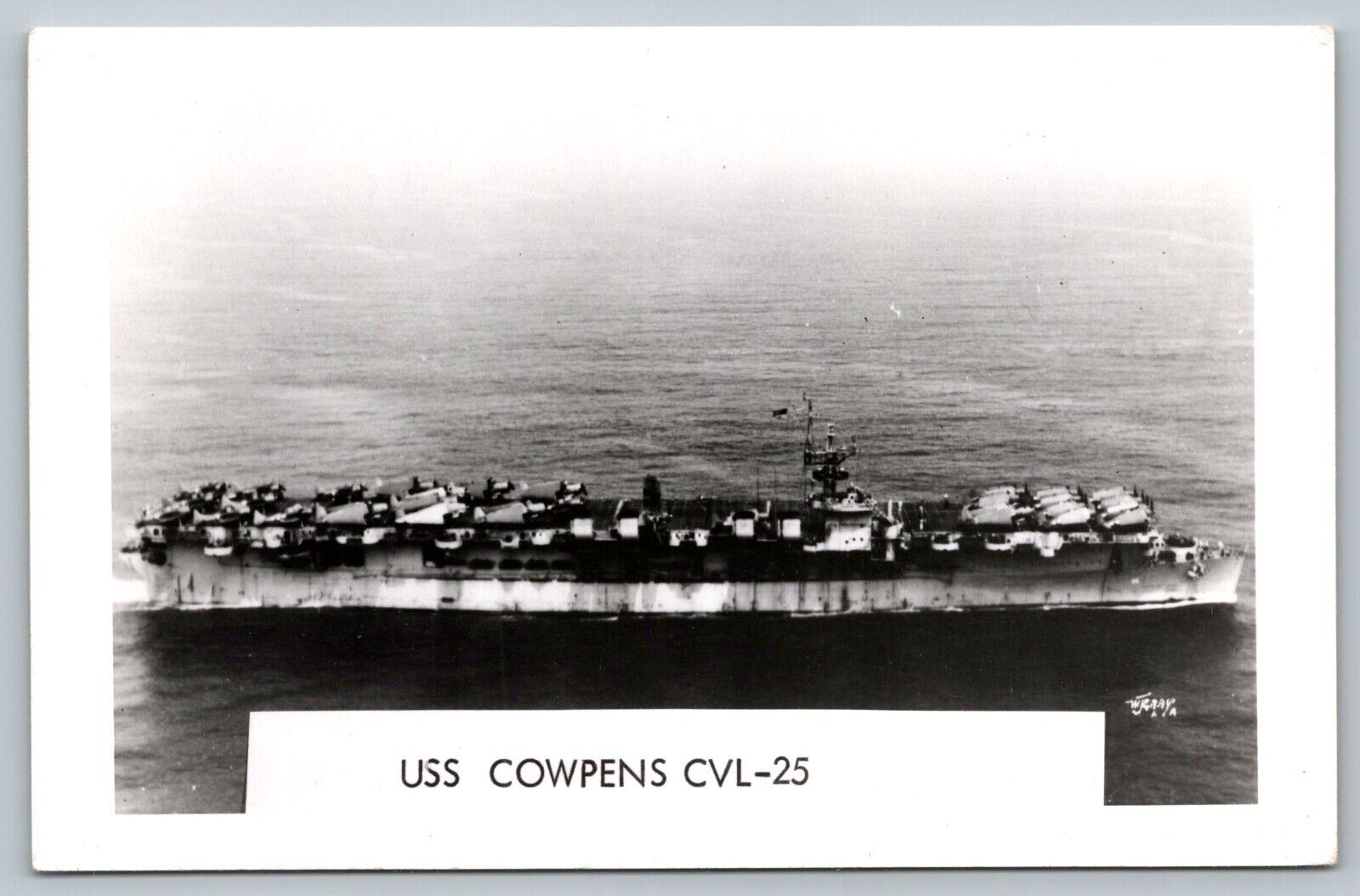 Postcard USS Cowpens CVL-25 c 1943 Navy Aircraft Carrier WWII Military ...