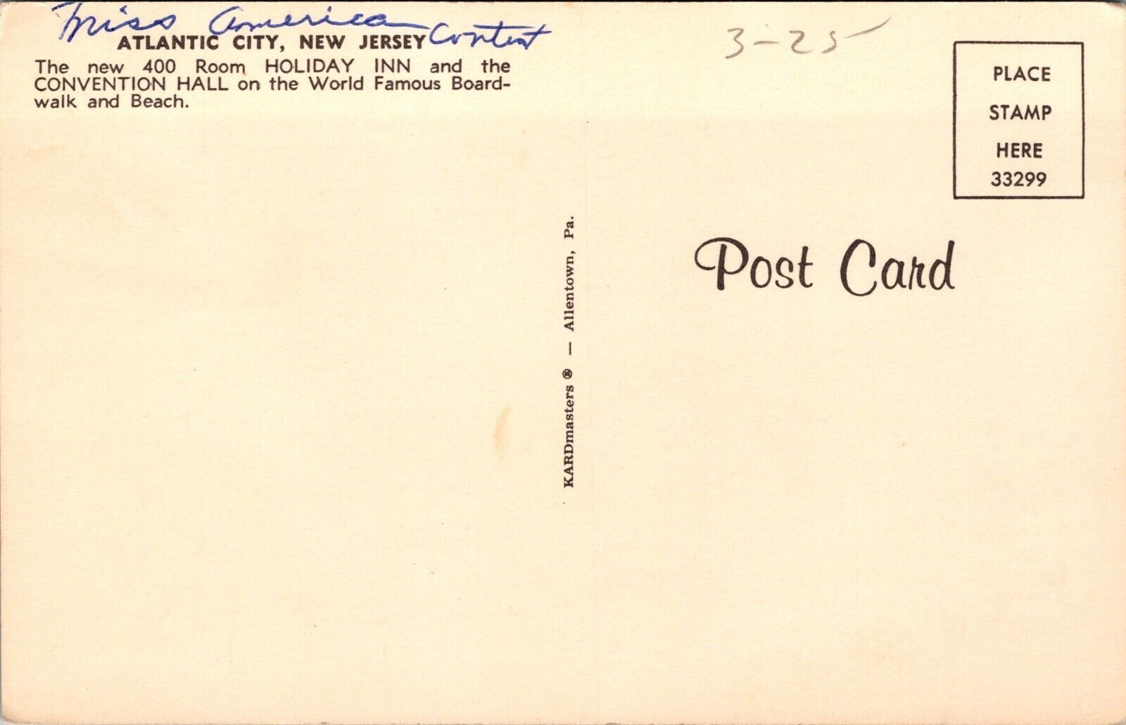 Vtg Atlantic City New Jersey NJ Holiday Inn Hotel and Covention Center ...