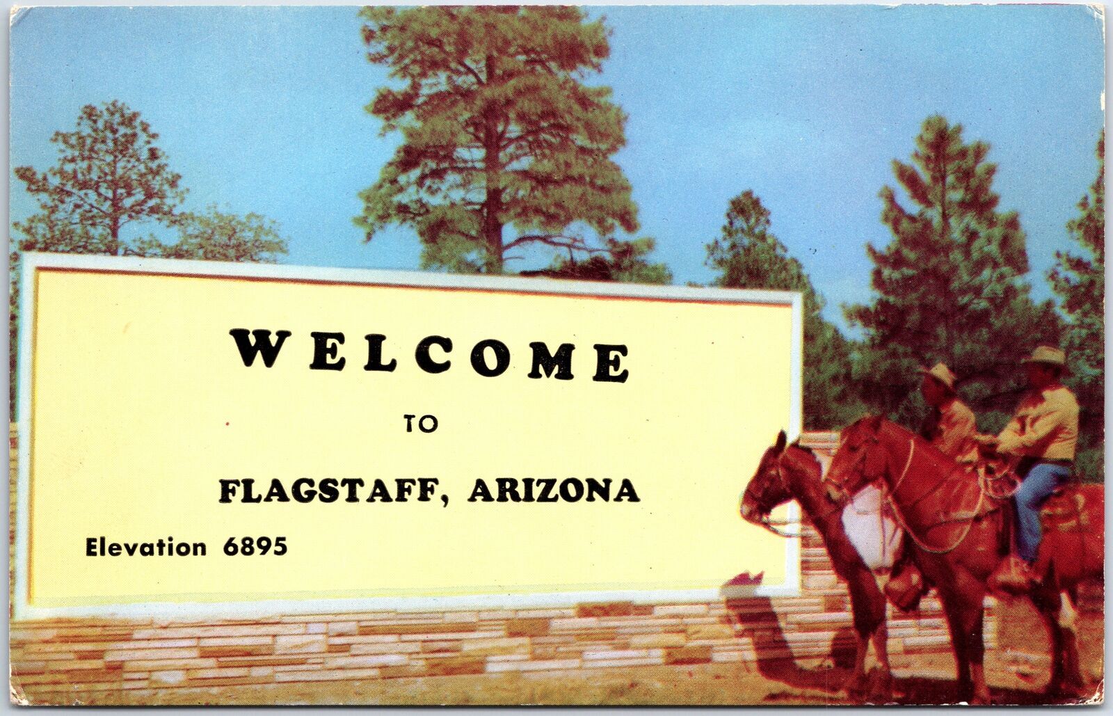 Vintage Postcard Cowboys on Horseback Welcome to Flagstaff Arizona ...