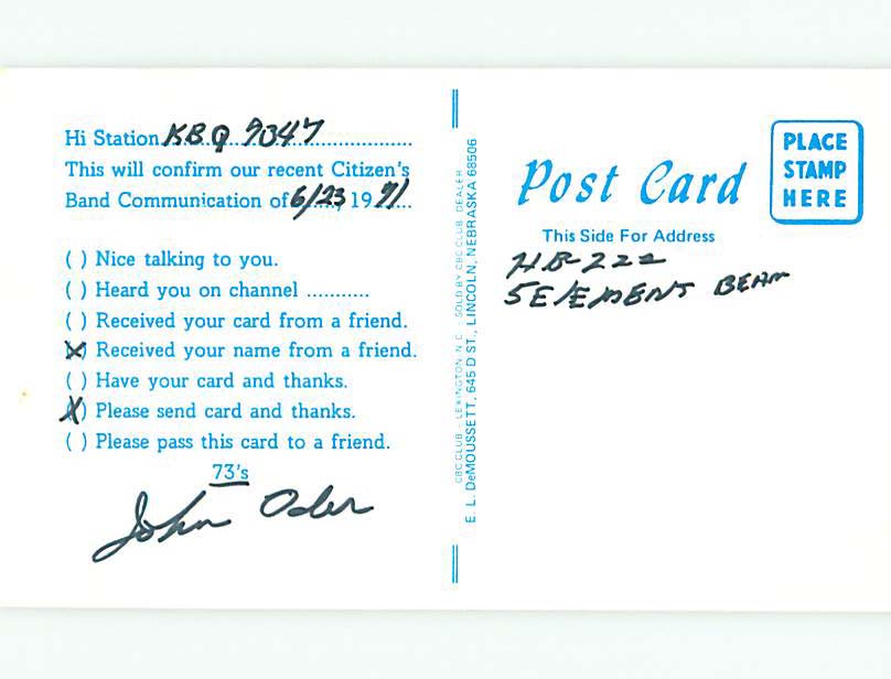 Us Air Force Plane - Qsl Cb Ham Radio Card Lincoln Nebraska NE t9070 ...