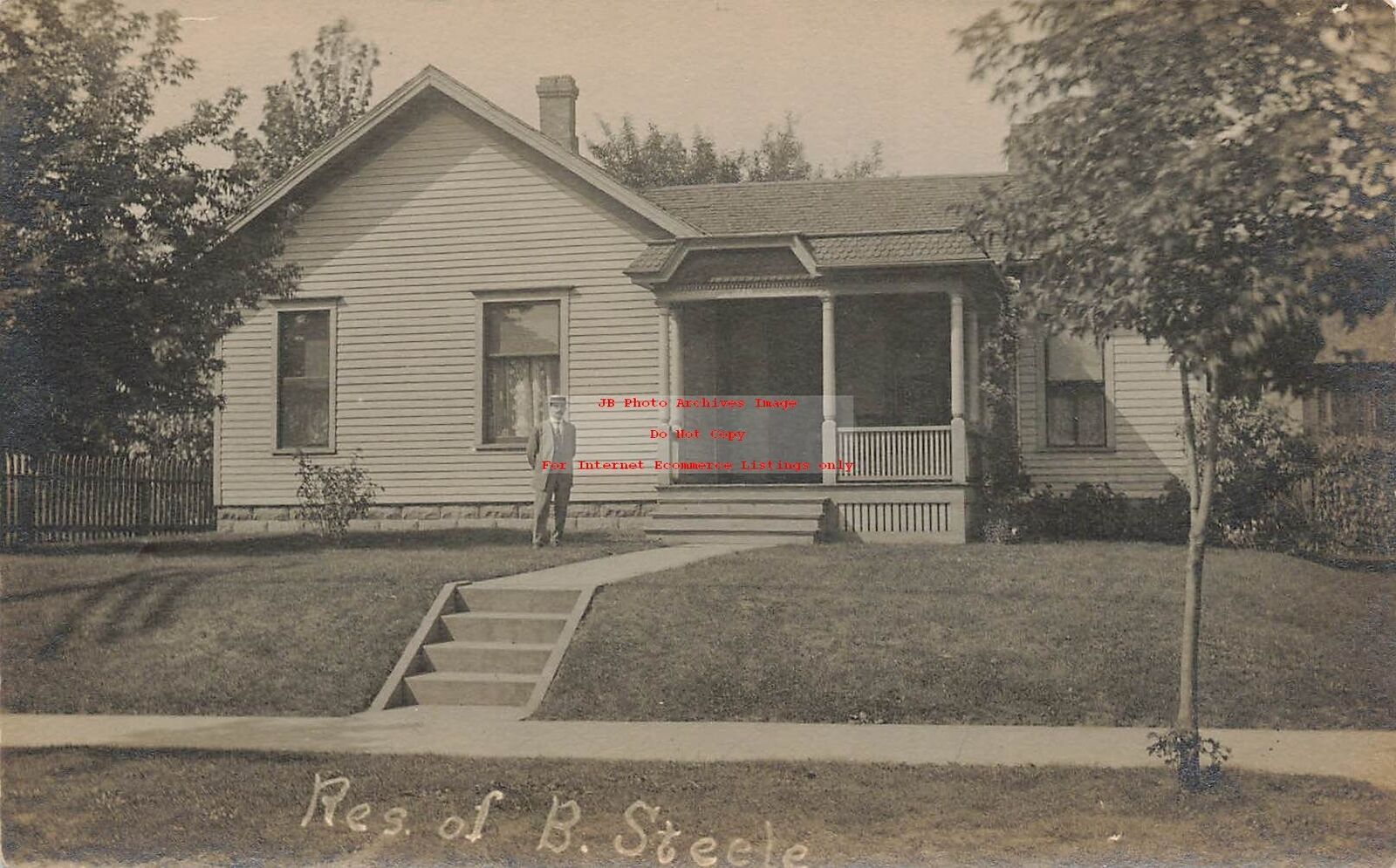 MI, Jackson, Michigan, RPPC, Bennett Steele House, Exterior View, Photo ...
