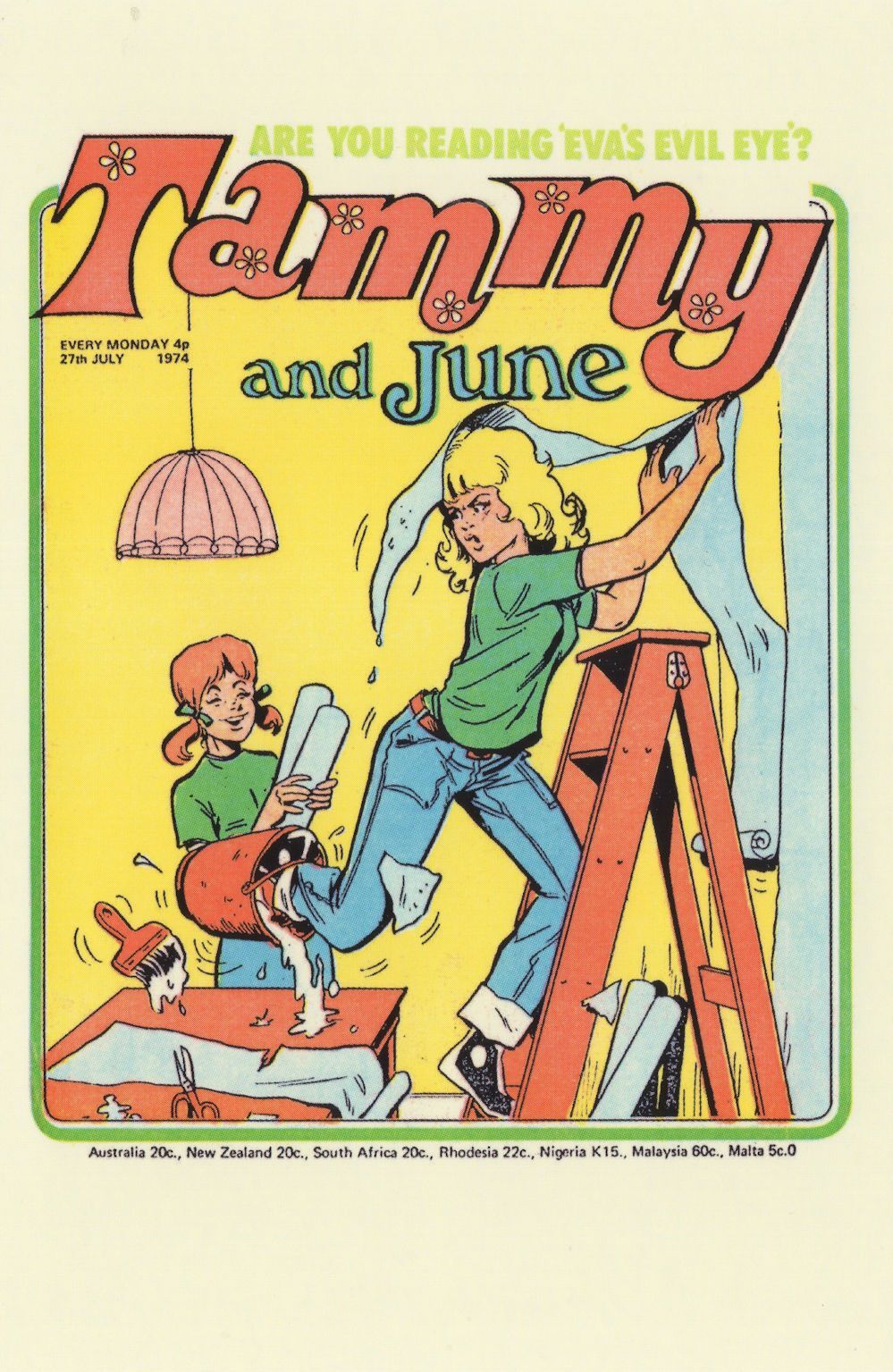 Decorating Disaster Foot In Paint Bucket Tammy Girls Comic Postcard ...