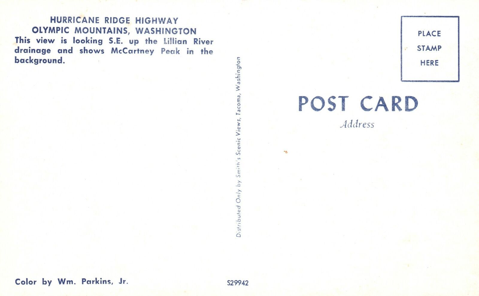 Vintage Postcard View of Hurricane Ridge Highway Olympic Mountains ...
