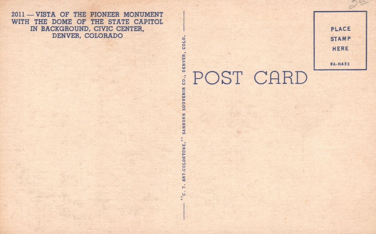 Vintage Postcard Vista Of Pioneer Monument State Capitol Dome Denver ...