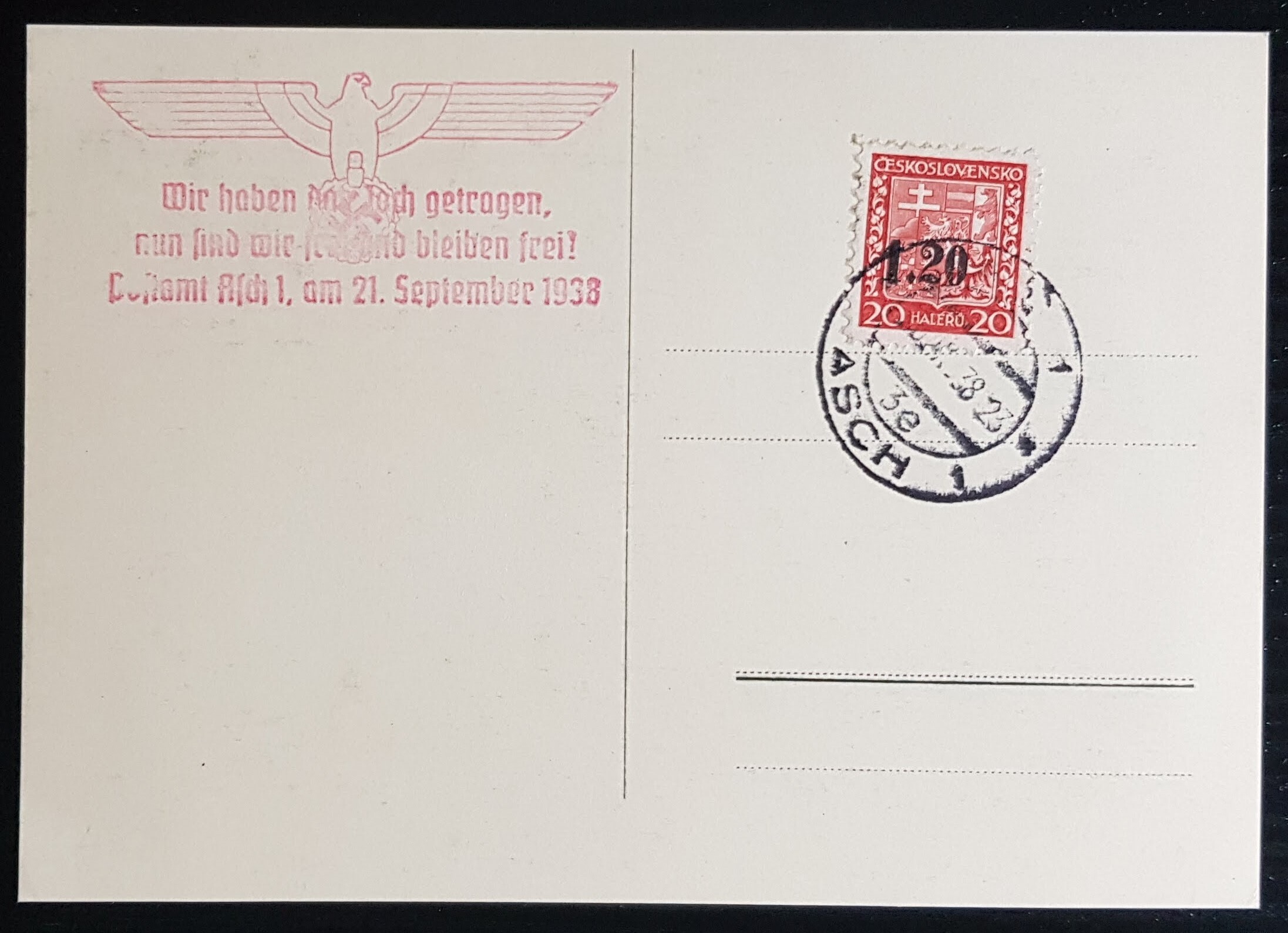 Rare Third Reich Original Propaganda Postcard - Asch Liberation Card ...