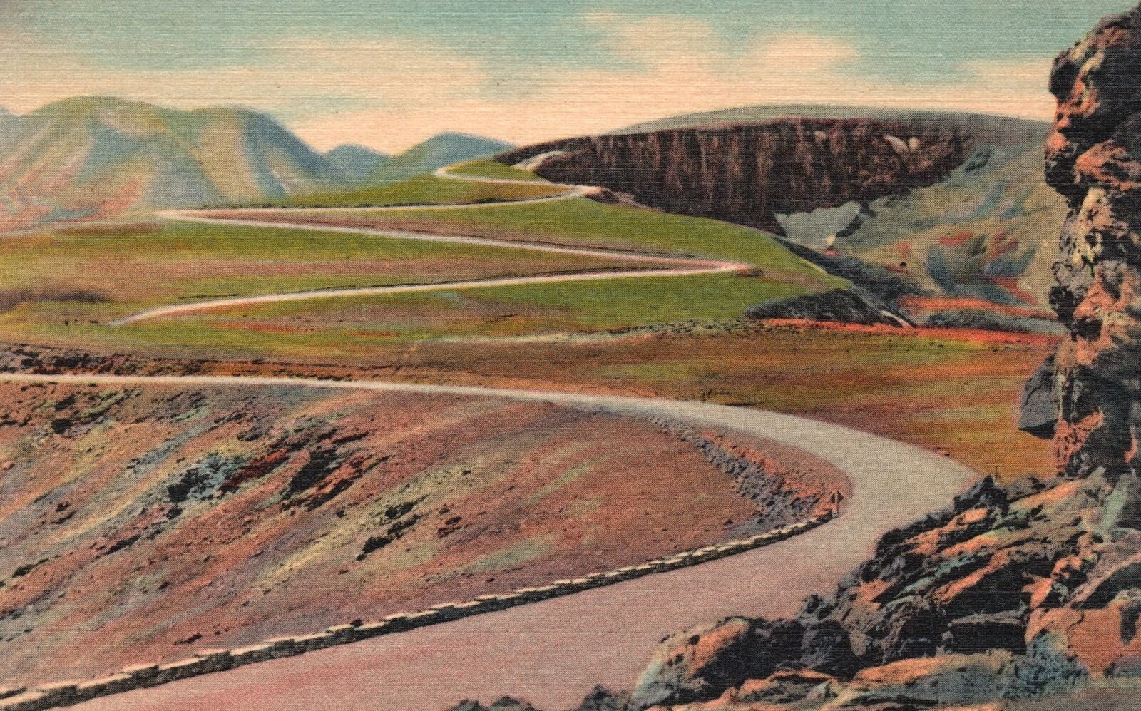 Vintage Postcard Tundra Curves Top of Trail Ridge Rocky Mountain ...
