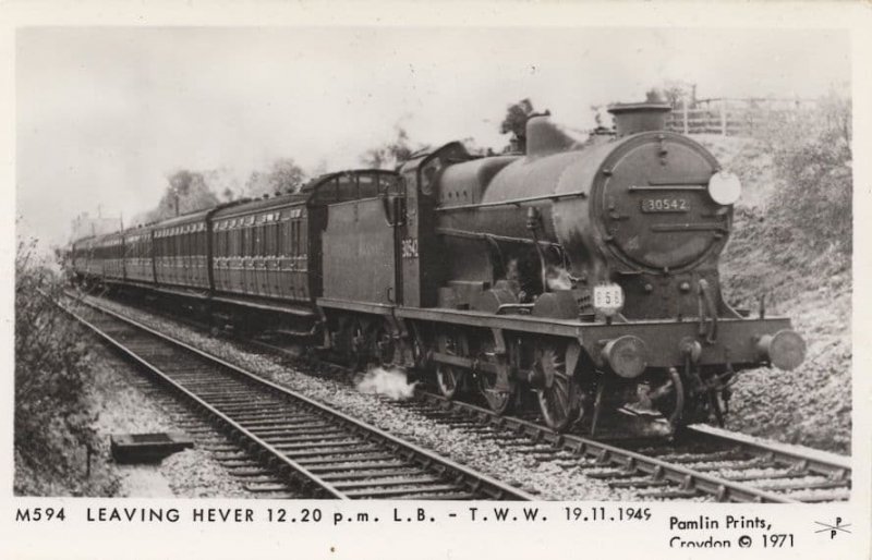 Train Leaving Hever Railway Station LB TWW in 1945 Postcard | Topics ...