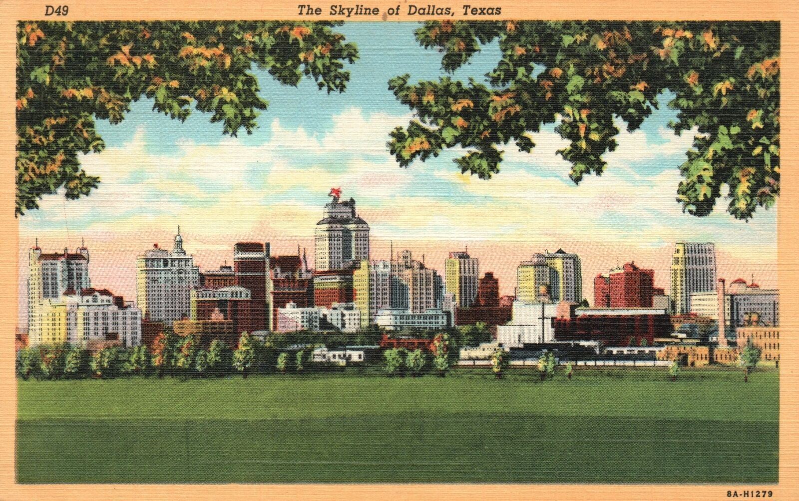 Dallas Texas Skyline Striking View Cadiz St. Viaduct Skyscraper Vintage ...