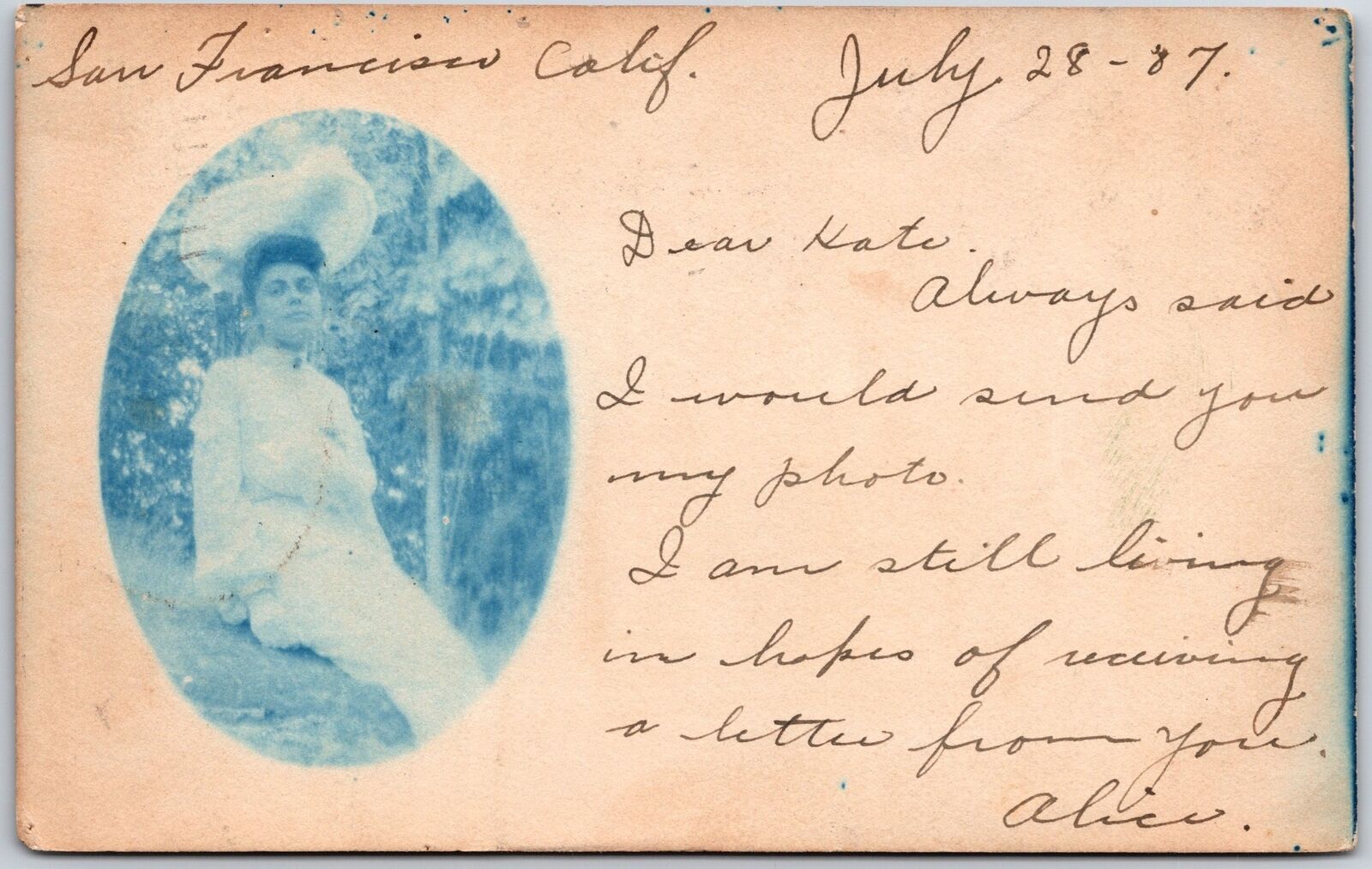 1907 Hand Written Letter & Picture For Kate From Alice Posted Postcard ...