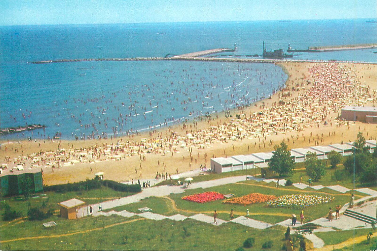 Postcard Romania Constanta Plaja Marea Neagra Turisti Valuri Vara ...