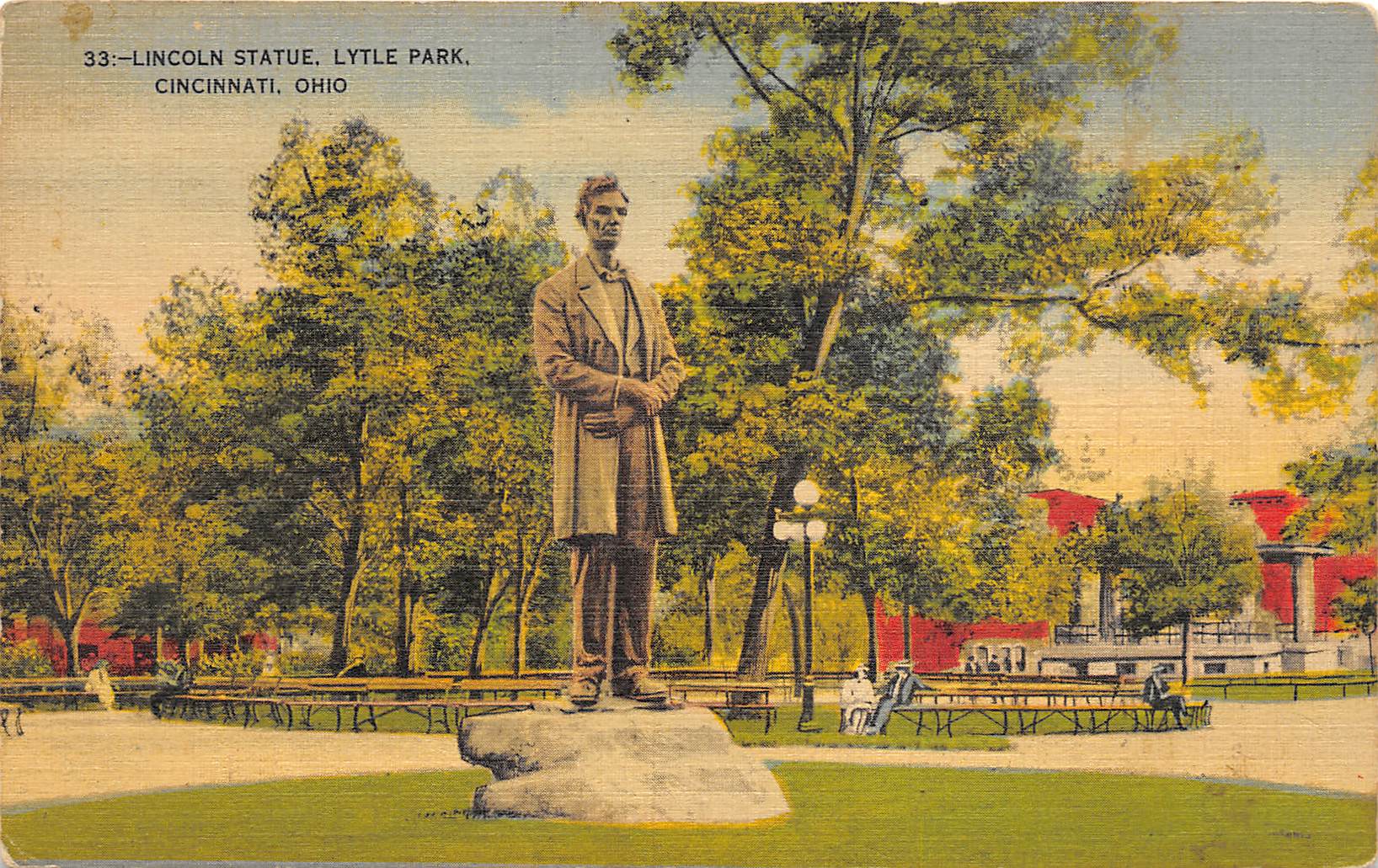 Cincinnati Ohio 1940s Postcard Abraham Lincoln Statue Lytle Park ...