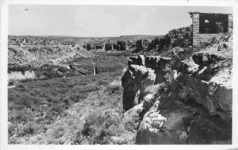 1940s Del Rio Texas Pecos Canyon Bridge Warren RPPC real photo postcard ...