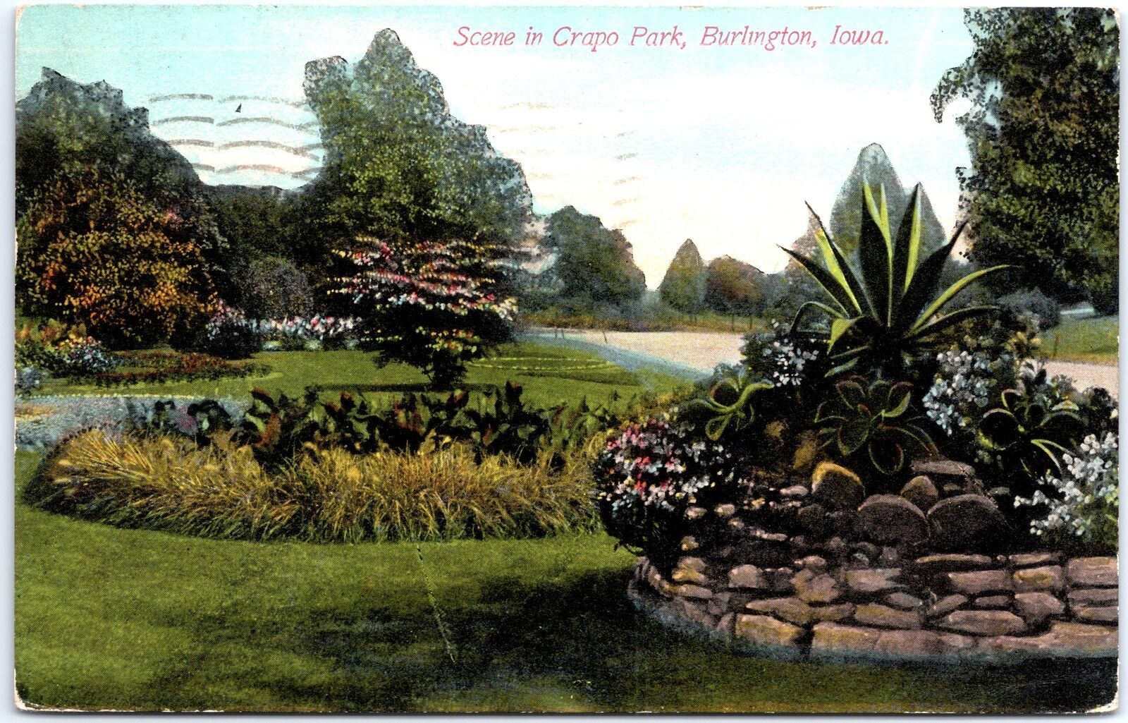 Vintage Postcard Scene in Crapo Park at Burlington Iowa Posted 1910 ...