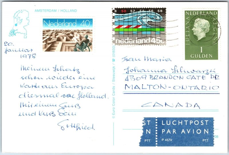 Vintage Continental Sized Postcard (7) Miniviews of Amsterdam Holland ...