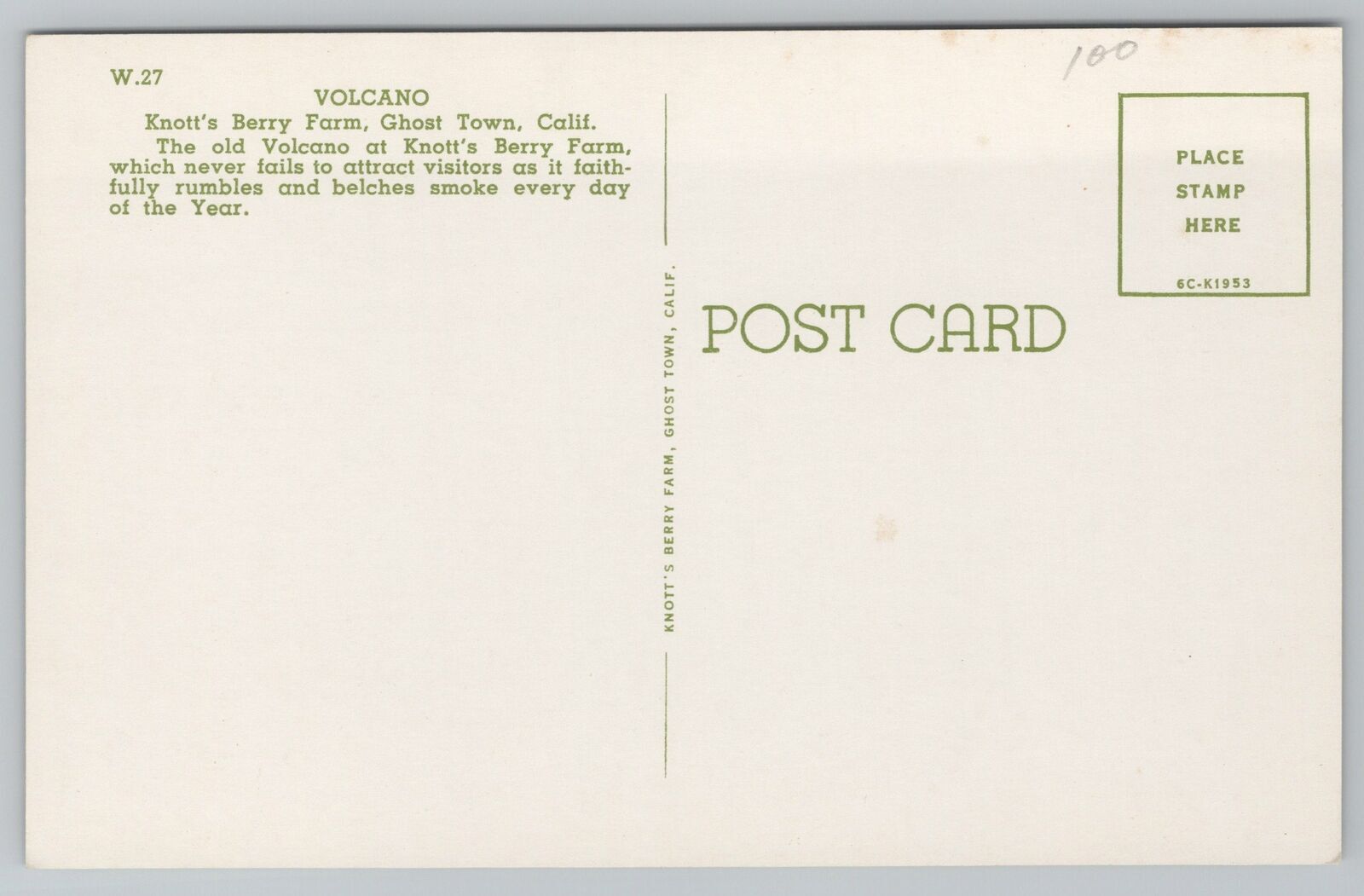 Amusement Park & Circus~Volcano @ Knotts Berry Farm Ghost Town~Vintage ...