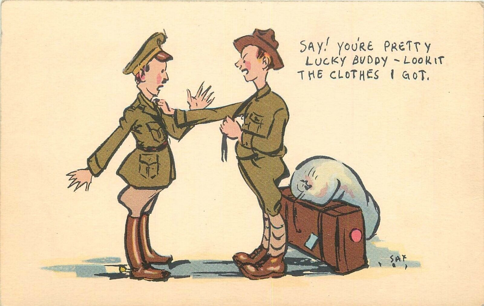 Postcard 1940s Military Soldiers New uniforms comic humor Army Navy 22 ...