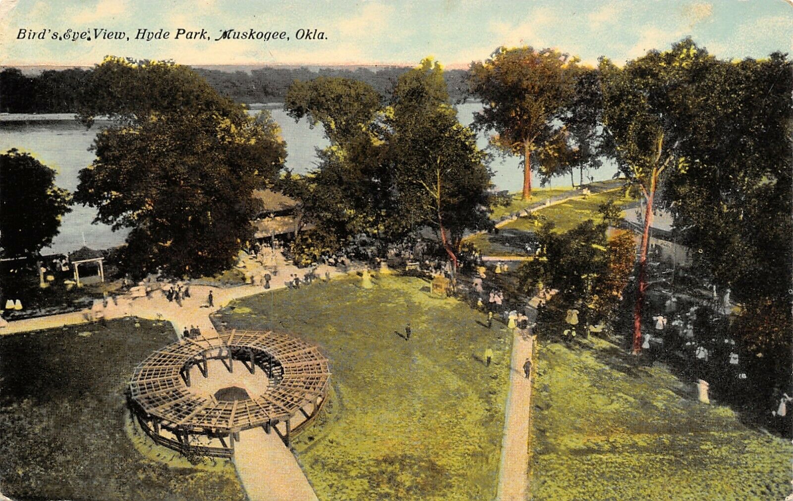 Muskogee OK~Big Round Pergola~Summer House~Crowd~Hyde Park Bird's Eye ...