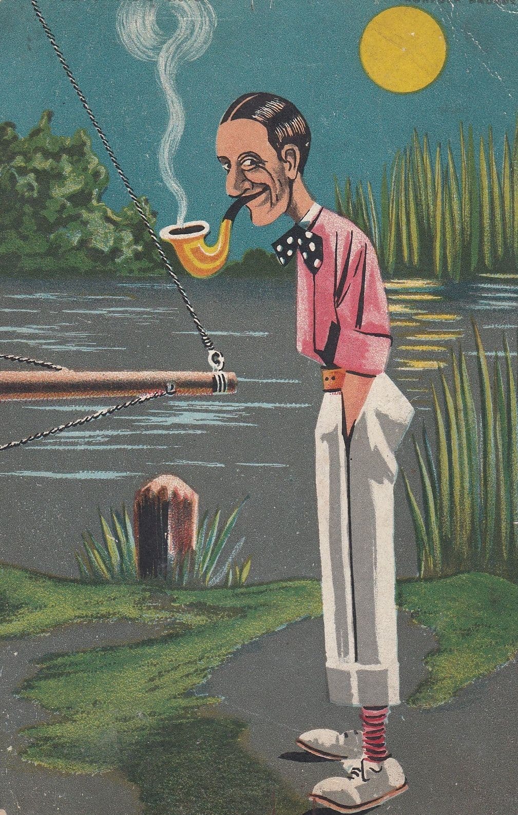 Man Smoking Giant Pipe Vintage Comic Advertising Postcard | Topics ...