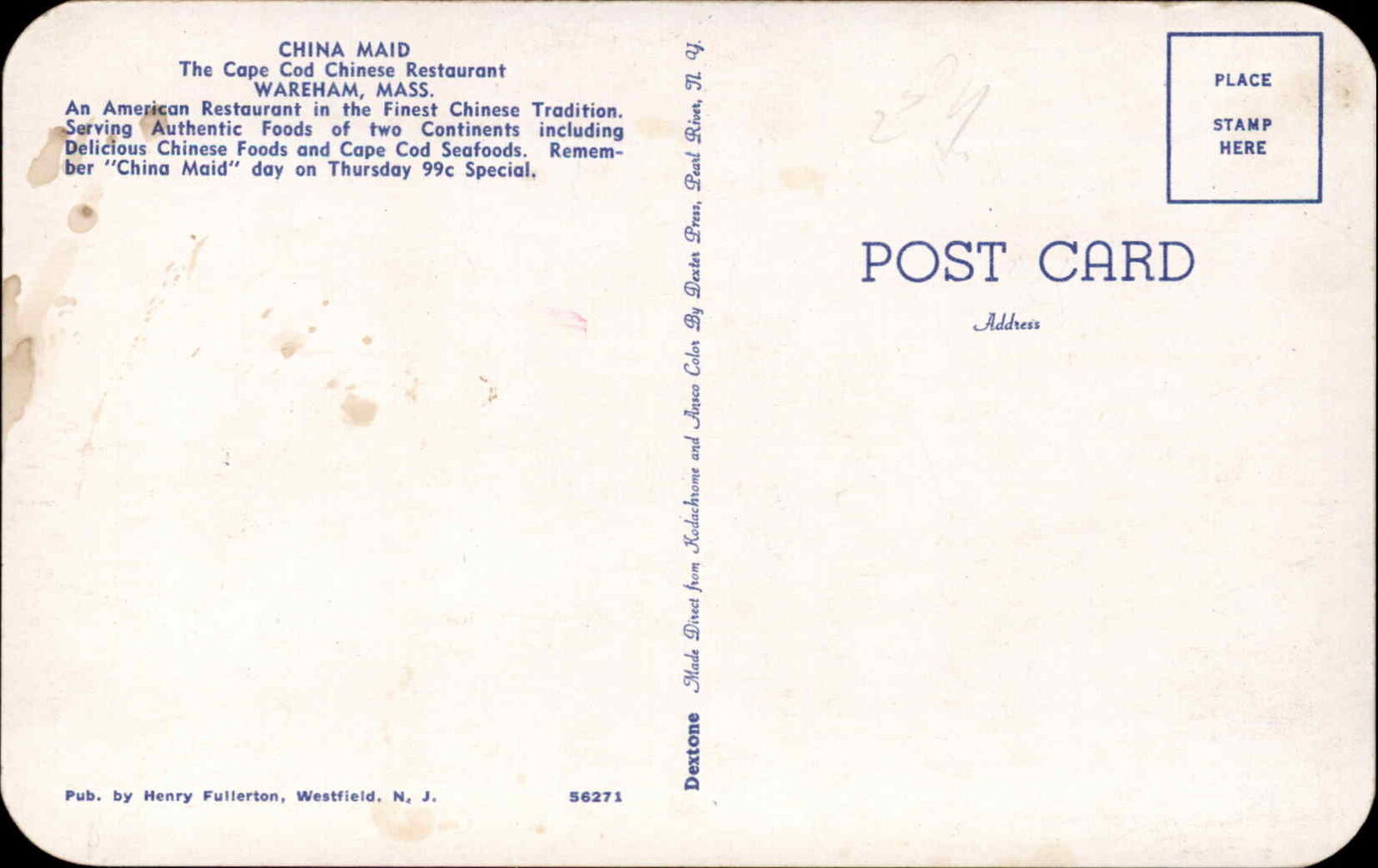 Wareham Massachusetts MA China Maid Chinese Restaurant c1950s-60s ...