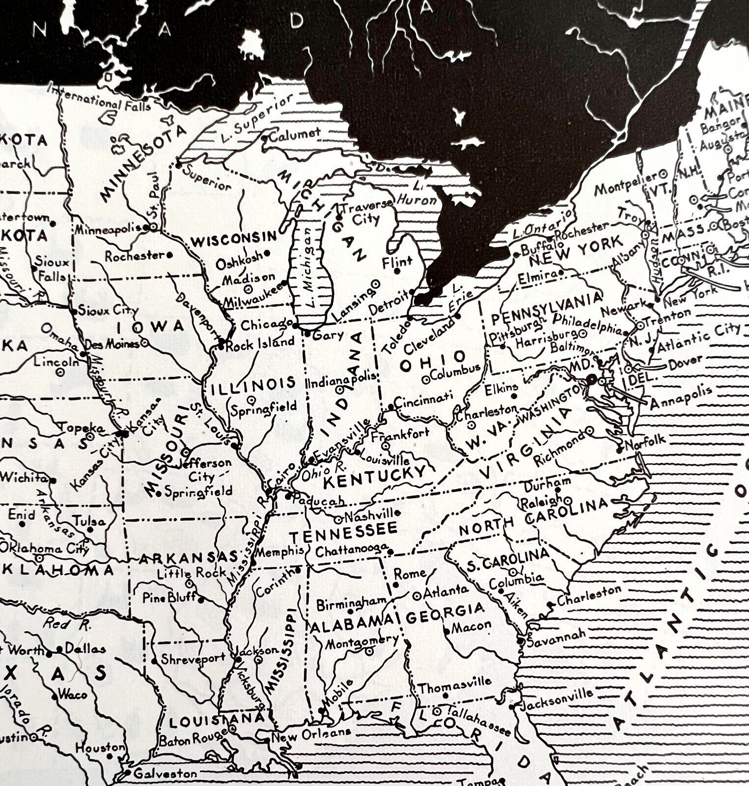 Map Of Political Divisions Of The United States 1940s Print History ...