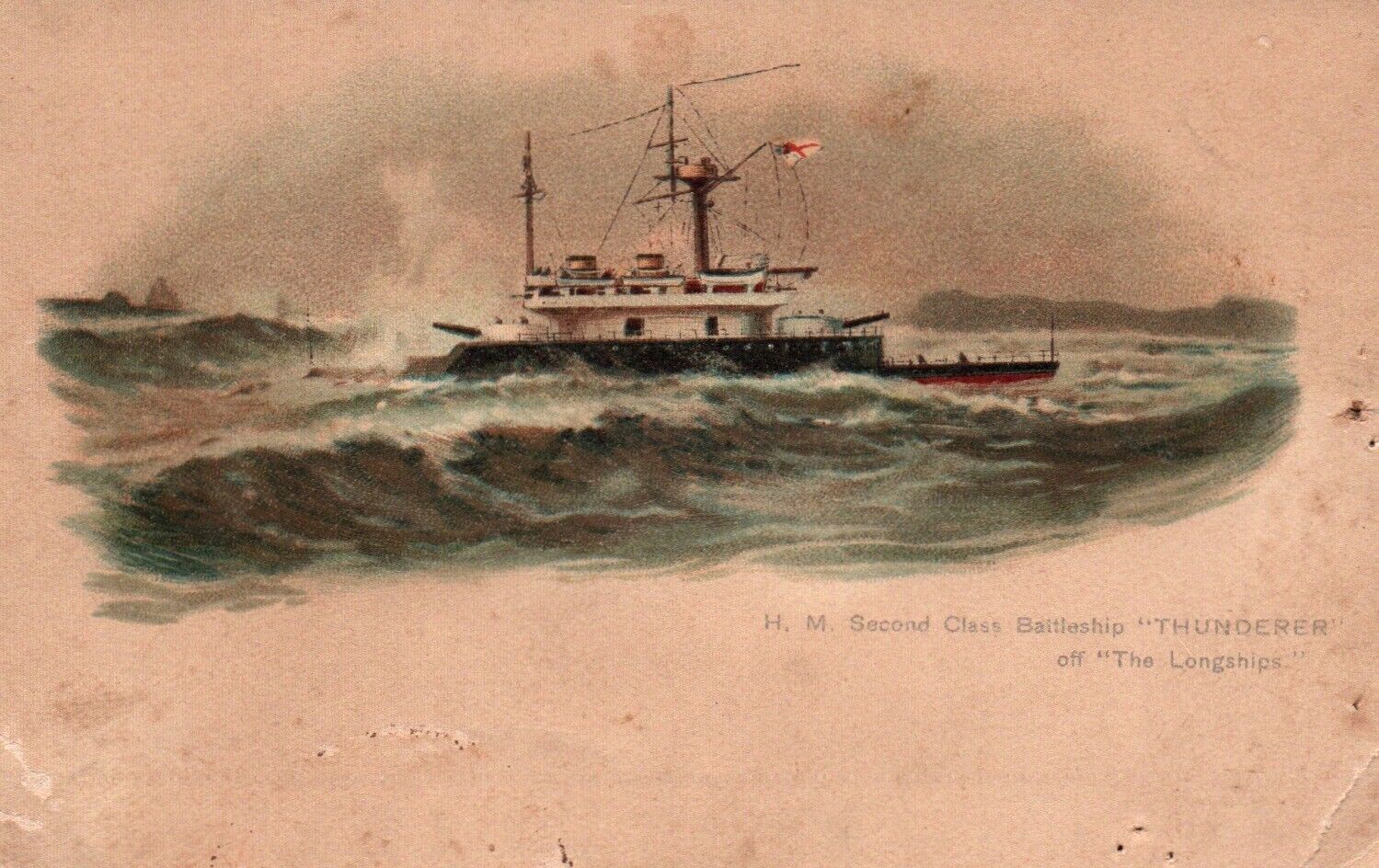 Postcard Royal Navy HMS Thunderer Battleship Rare Art c1900s | Other ...