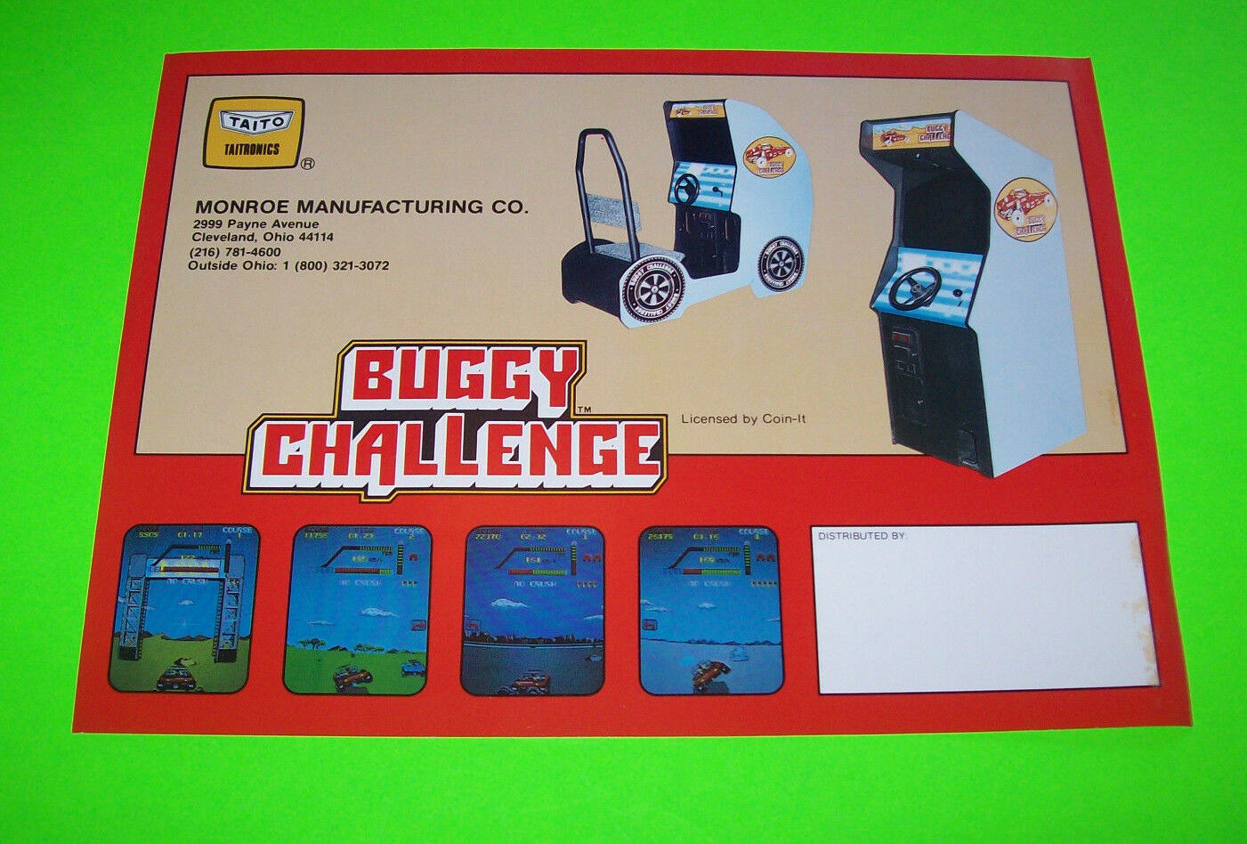 Buggy Challenge 1986 Original Video Arcade Game Promo Sales Flyer ...