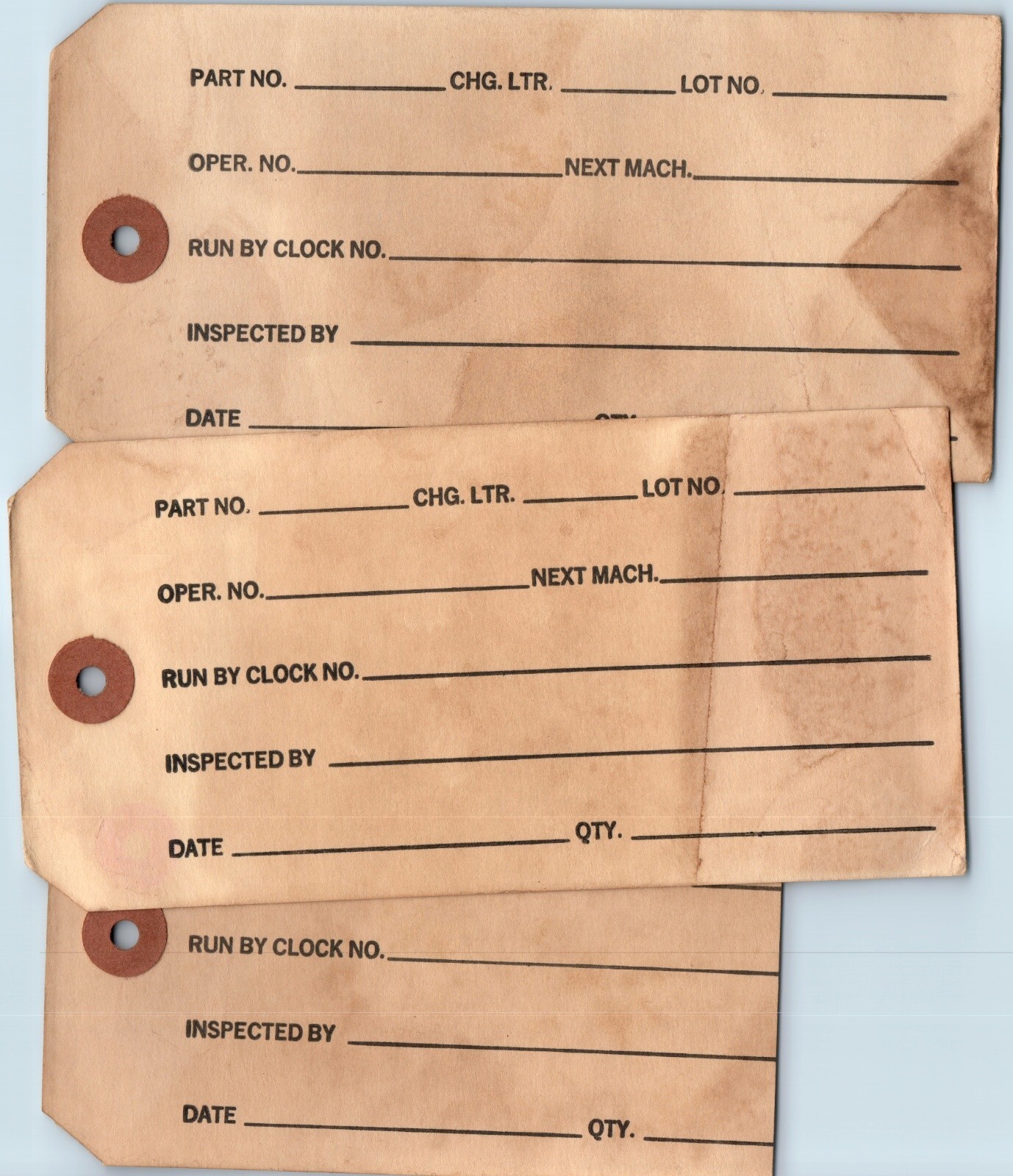 x3 Factory Inspection Tags Manila Blank Time Clock Employee Record ...