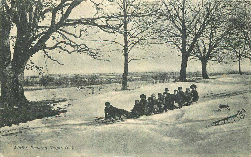 Basking Ridge New Jersey Winter Snow Sled Recreation Postcard Temme ...