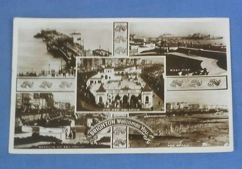 Vintage Real Photo Multiview Postcard Brighton Welcomes You (J1F ...