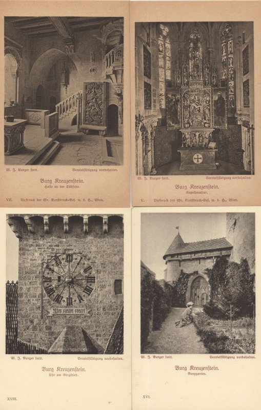 Burg Kreuzenstein German Castle Clock Altar 4x Old Postcard s | Europe ...